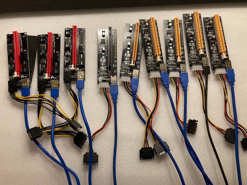 9x Mining Riser PCI Express 6-pin PCIe und 4-pin Molex (Gebraucht) in ...