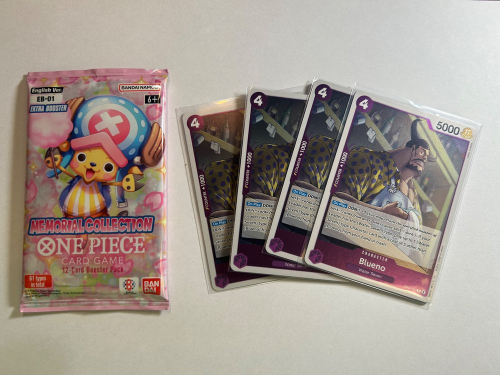 One Piece 4Stk. EB01-033 Blueno R + 1 Boosterpack Eng. (Neu (gemäss ...