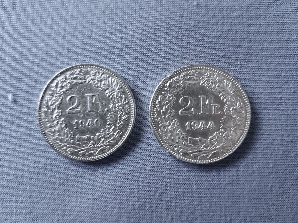 2 x 2 Fr Silbermünzen 1940 - 1944 Serie ab nur 1 Franken ! | Kaufen auf Ricardo