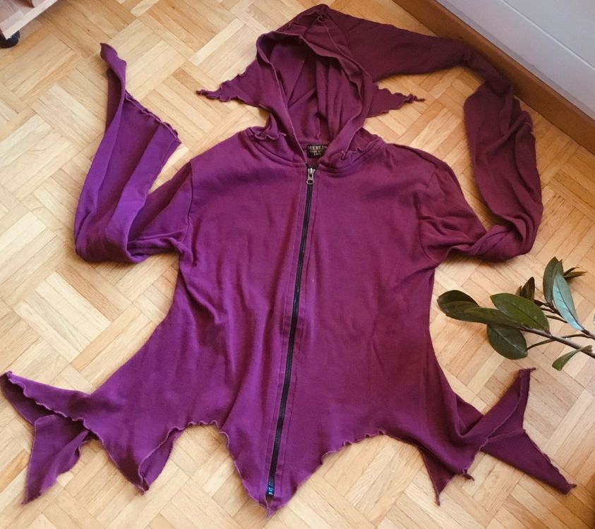 Sublime veste elfe capuchon pointu MERLIN t.L, prune, Népal (Gebraucht ...