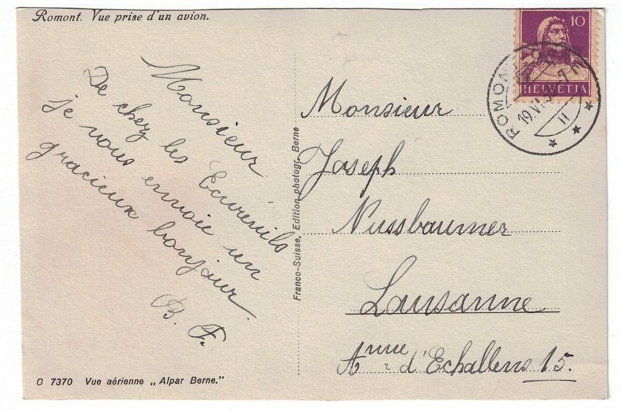 Romont, vue prise d'un avion, circulée 1935 (Gebraucht) in Frauenfeld ...