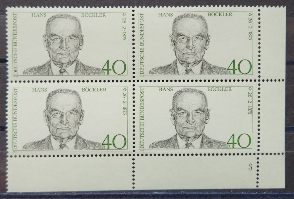 Deutschland-Mi 832 ** Viererblock (40) (Neu und originalverpackt) in Hittnau für CHF 1 – mit ...