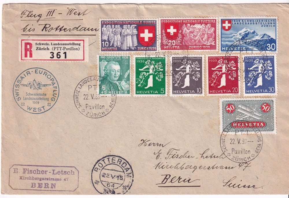 Swissair-Europaflug West, R-Brief bis Rotterdam | Kaufen auf Ricardo