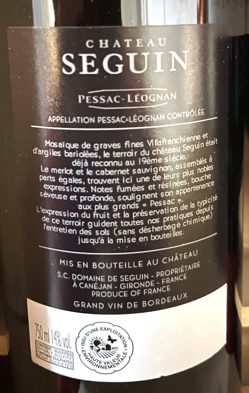 2019 Château Seguin, Pessac-Leognan, Frankreich - 6 x 750ml (Neu und ...