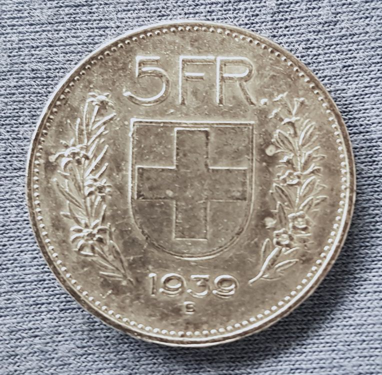 5 Franken 1939 Silbermünze ab nur 1 Franken !! (Gebraucht) in Camignolo für CHF 8 – mit ...