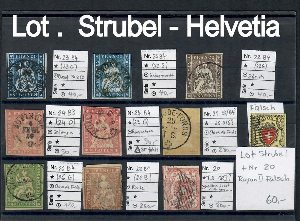 1854 Lot Strubel Sitzende Helvetia Verschiedene - Qualitäten (Gebraucht) in Bützberg für CHF 49 ...
