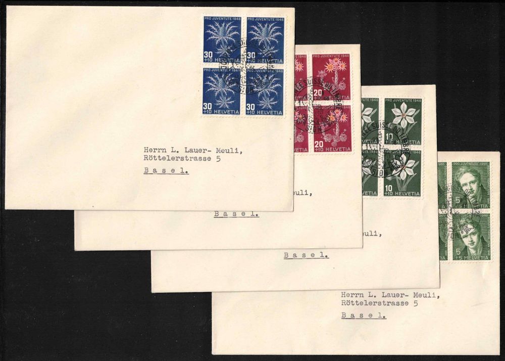 1946 Pro Juventute 4er-Block Serie "Tag der Briefmarke" TdB (Neu (gemäss Beschreibung)) in ...