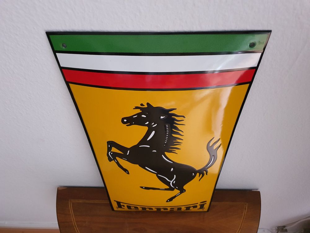 Grosses Emailschild Ferrari Logo Italy Emaille Schild Retro (Neu ...