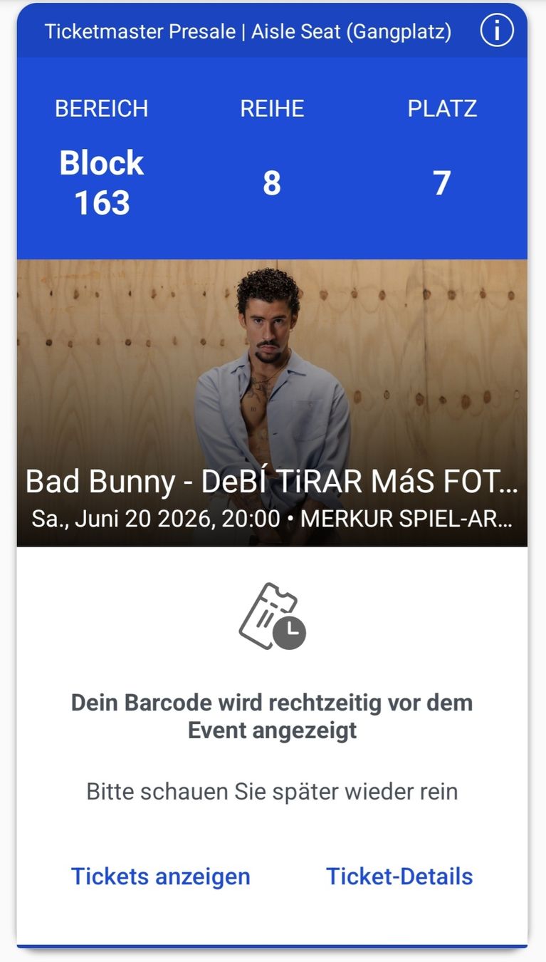 Bad Bunny Konzert Ticket, DTMF World Tour, 20. Juni 2026 (Neu und ...