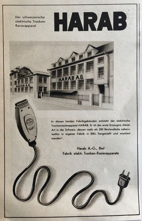 Vintage Reklame, HARAB Rasierapparate, Biel, 1942 (Gebraucht) in für ...