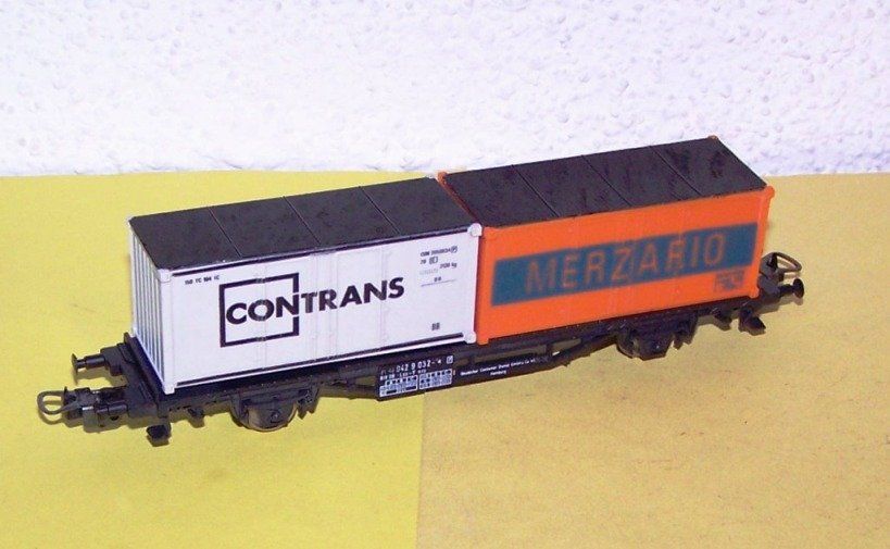 Lima H0 2851: Tragwagen mit 2 Containern Contrans + Merzario (Gebraucht ...
