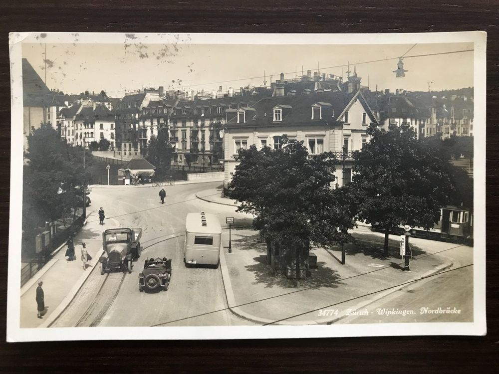 ZÜRICH WIPKINGEN Nordbrücke, TRAM, Bus, Oldtimer, Shell 1929 (Gebraucht ...