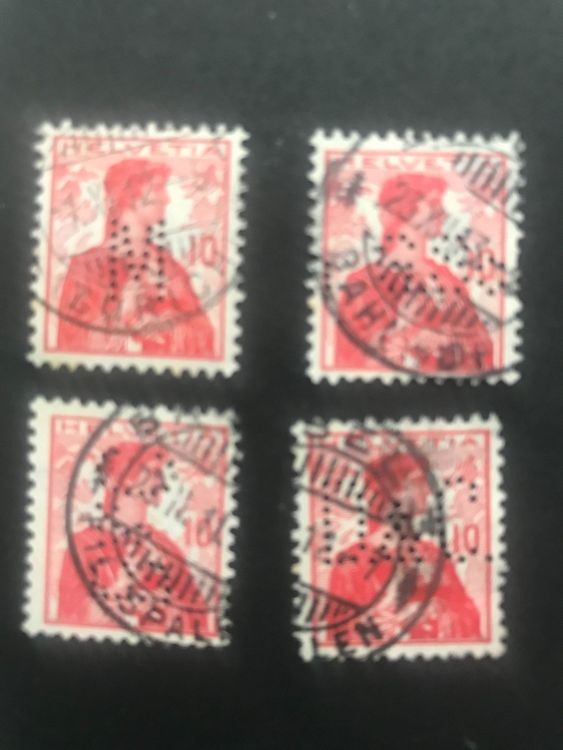 Schweiz kleines Lot 50 Perfins Helvetia gestempelt (Gebraucht) in Liestal für CHF 1 – mit ...