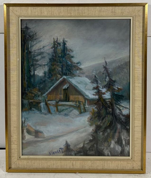 Winterlandschaft Pastell Gemälde Signiert NICOLET (Gebraucht) in Root für CHF 19 – mit Lieferung ...