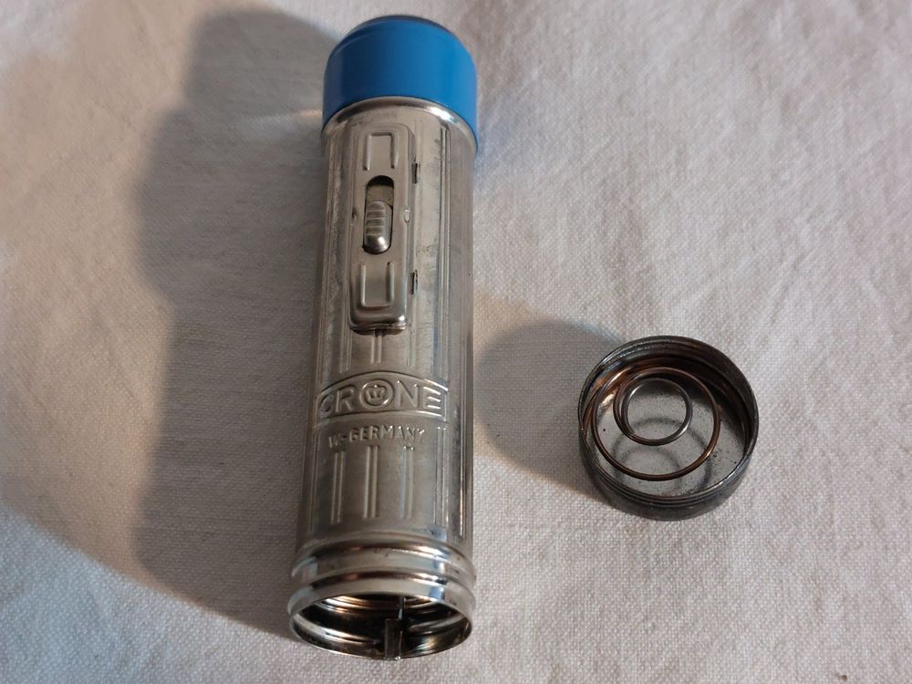 **CRONE Retro Taschenlampe** Kugelbirne - Stahl W.Germany (Gebraucht ...