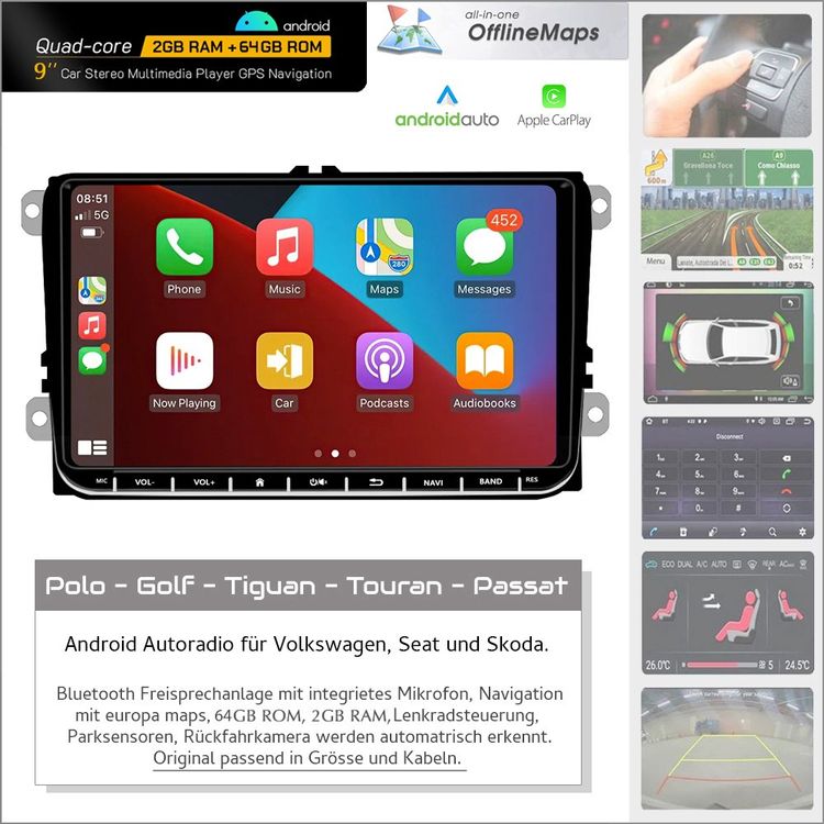 Autoradio vw Carplay 64GB Tiguan Golf Passat Polo Touran (Neu und originalverpackt) in Chiasso ...