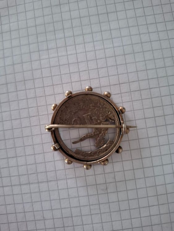 Münze, 2 Franken, Unikat, zwei Franken, Brosche, Anstecker (Gebraucht ...