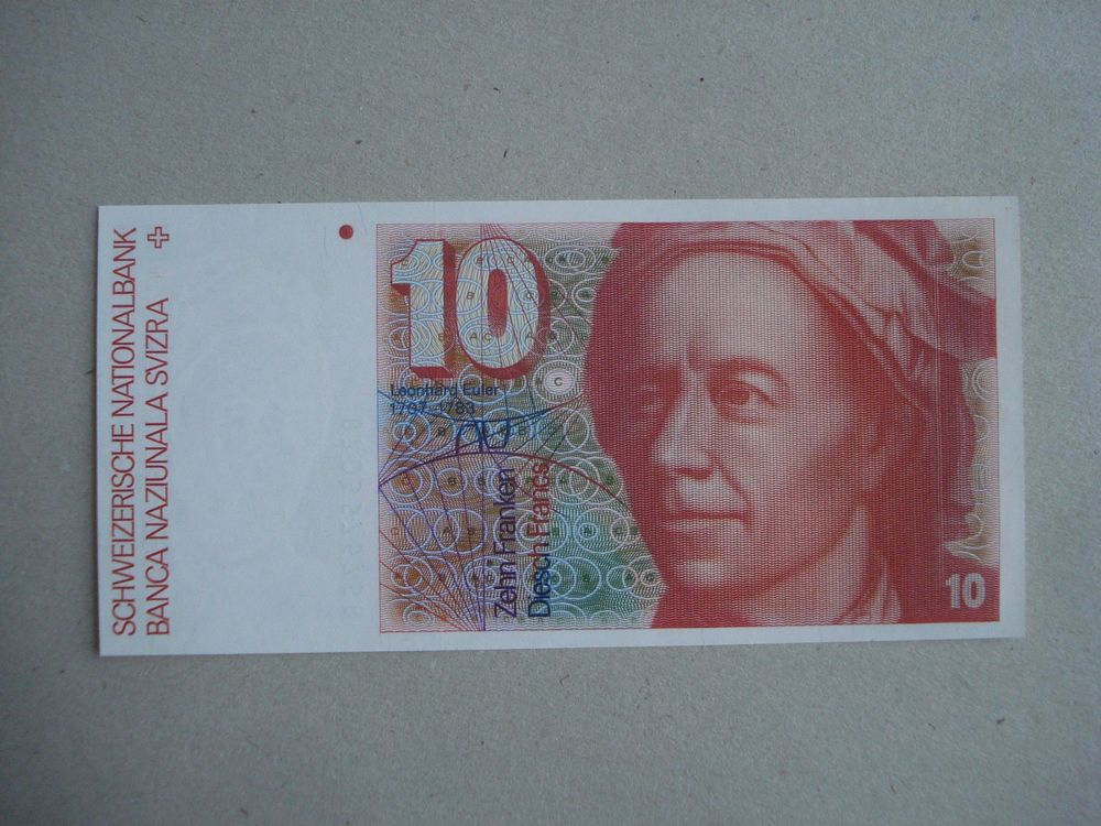 Alte 10 Franken Banknote 1987 - ungefaltet und druckfrisch (Neuf avec ...