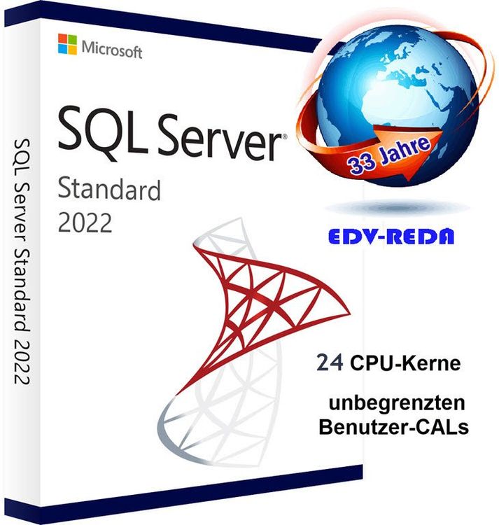 Microsoft SQL Server 2022 Standard 24 CPU unbegrenzten Cal,s (Neu ...