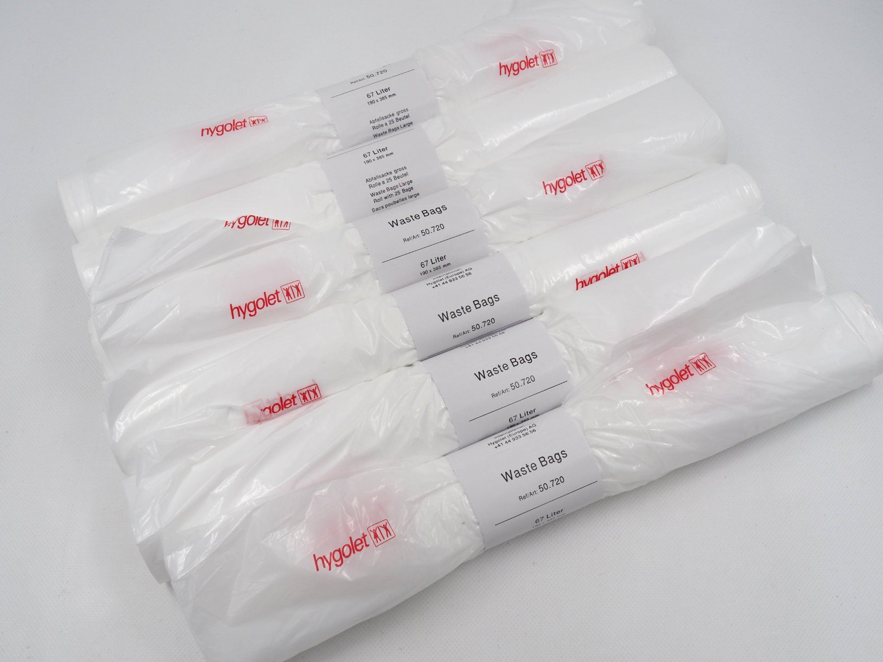 6 Rollen HYGOLET Abfallsäcke 67 Liter - weiss (26011710PL) (Neu (gemäss ...