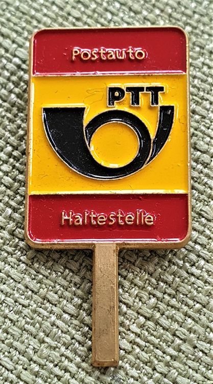 O678 - Pin Die Post PTT Postauto Haltestelle Signal Schild (Gebraucht ...