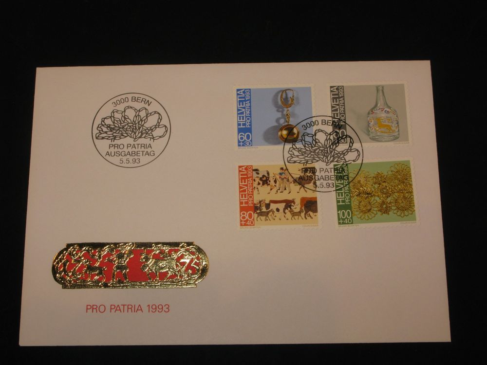 Pro Patria FDC 1993 Nr. 239 - 242 Volkskunst aus der Schweiz (Gebraucht) in Riken AG für CHF 1 ...
