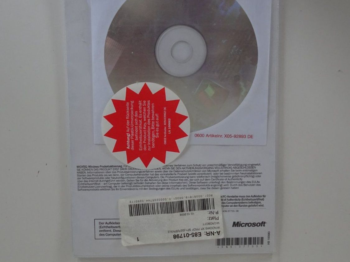 Windows XP Professional Service Pack 2 Original Lizenz (Gebraucht) in ...