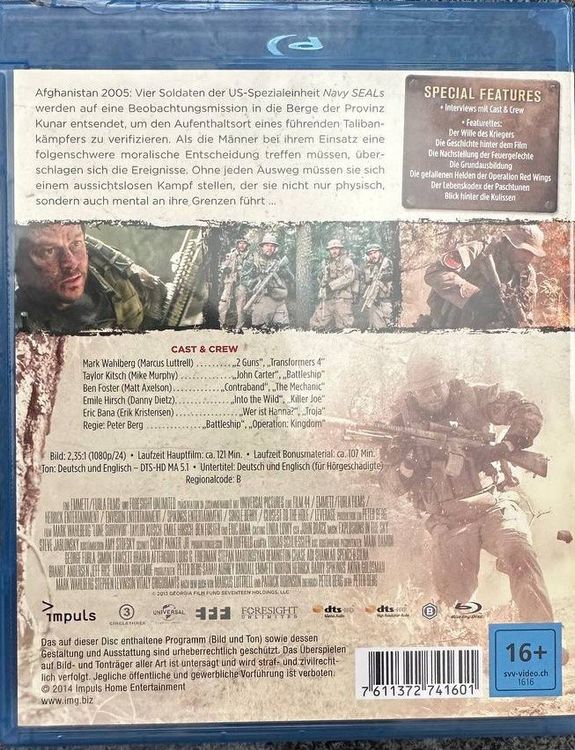 Lone Survivor - Blu-ray - Actionfilm mit Mark Wahlberg (Gebraucht) in Beringen für CHF 2 – mit ...
