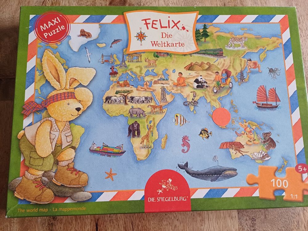 Felix World Map Jigsaw Puzzle - 100 Pieces (Neu (gemäss Beschreibung ...