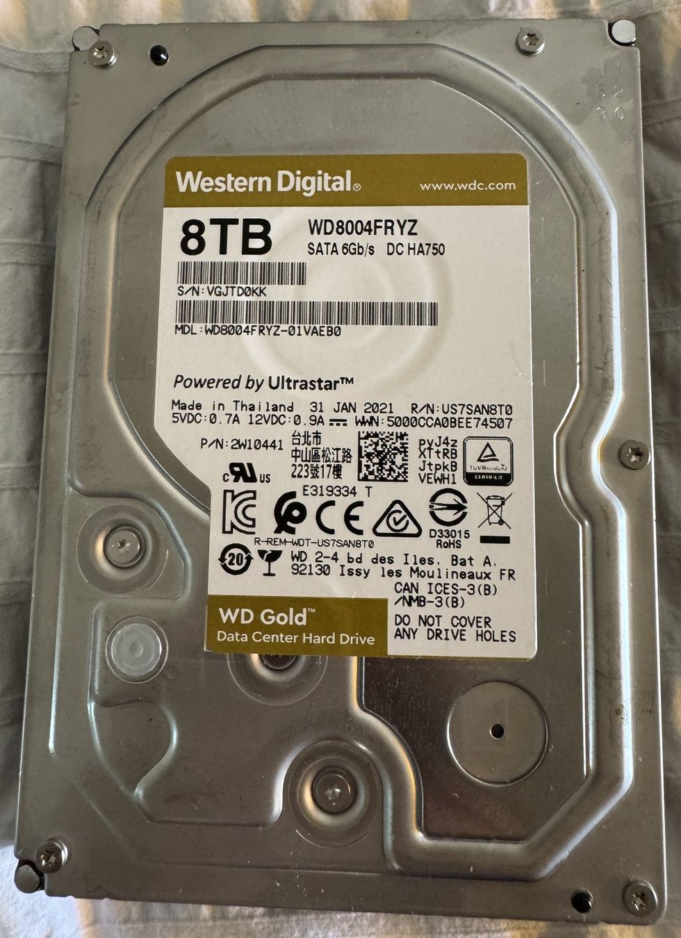 Western Digital Gold – Data Center Hard Drive 8TB (Gebraucht) in Kloten für CHF 150 – mit ...