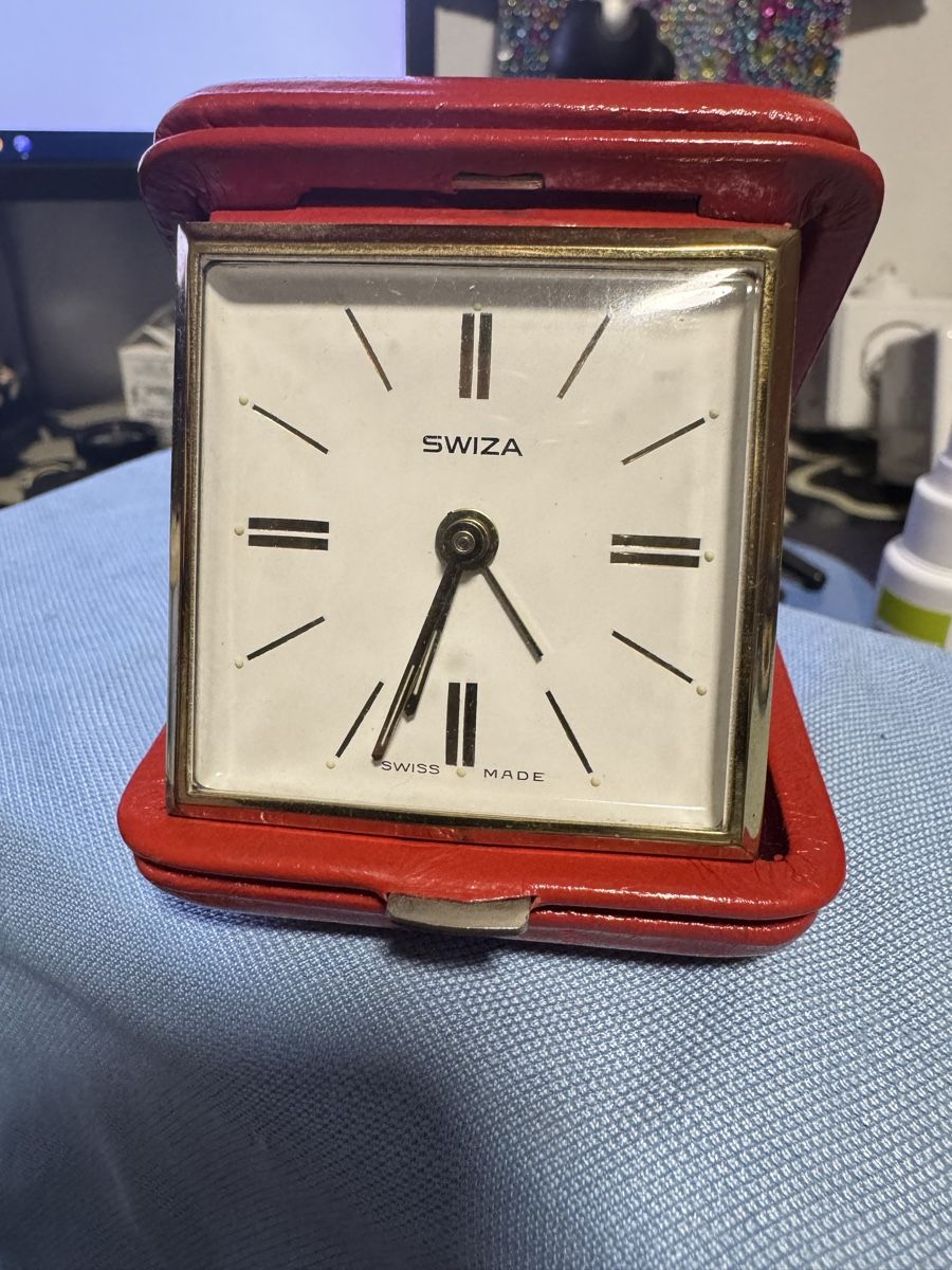 Vintage SWIZA Swiss Made Travel Alarm Clock, Red Leather (Defekt) in ...