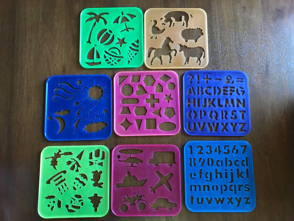 8 Schablonen Tiere, Formen, Zahlen, Buchstaben (Gebraucht) in ...