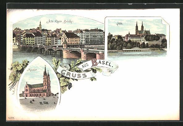 Litho Basel, Alte Rhein-Brücke, Münste | Kaufen auf Ricardo