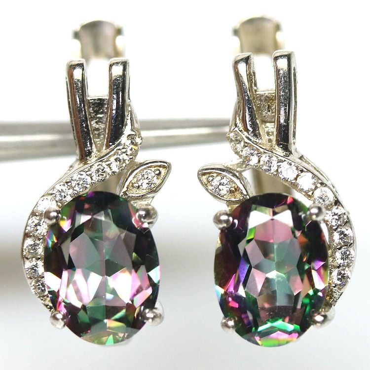 VRAI/ECHT6ct Multi color boucle oreille/ohring Quartz Mystic | Kaufen ...