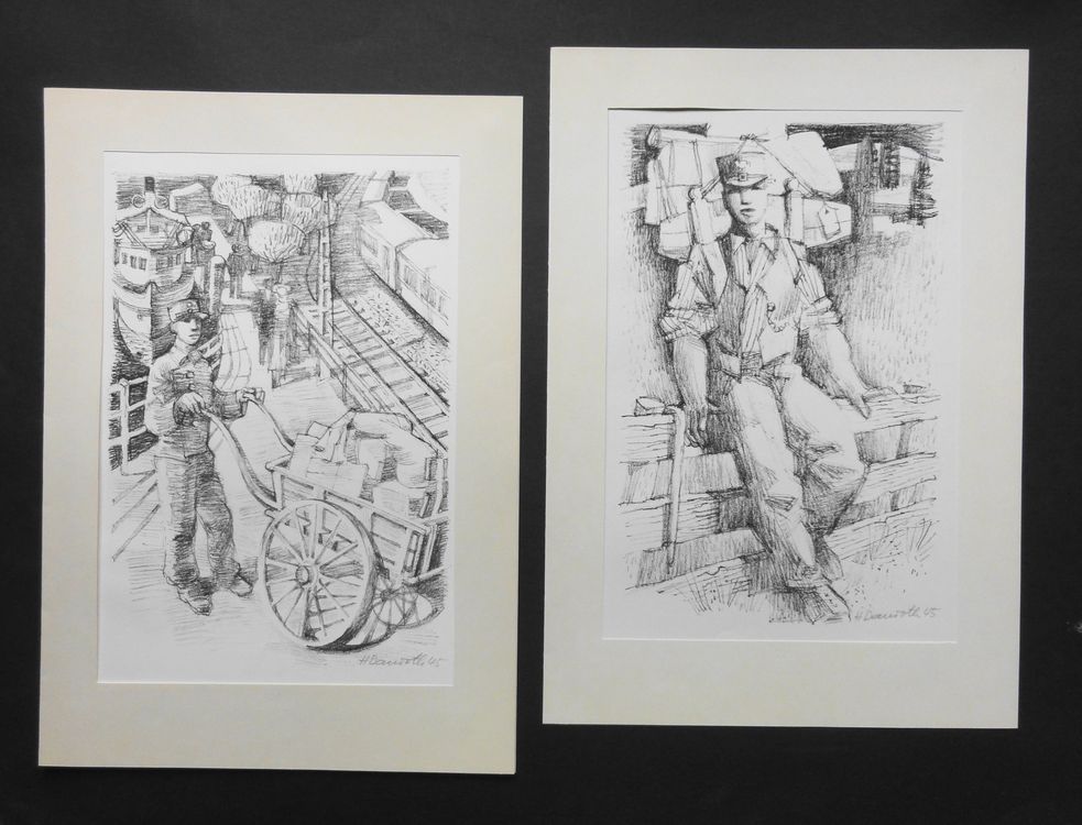 HEINRICH DANIOTH (1896-1953), 2 Lithografien, handsigniert (Gebraucht ...