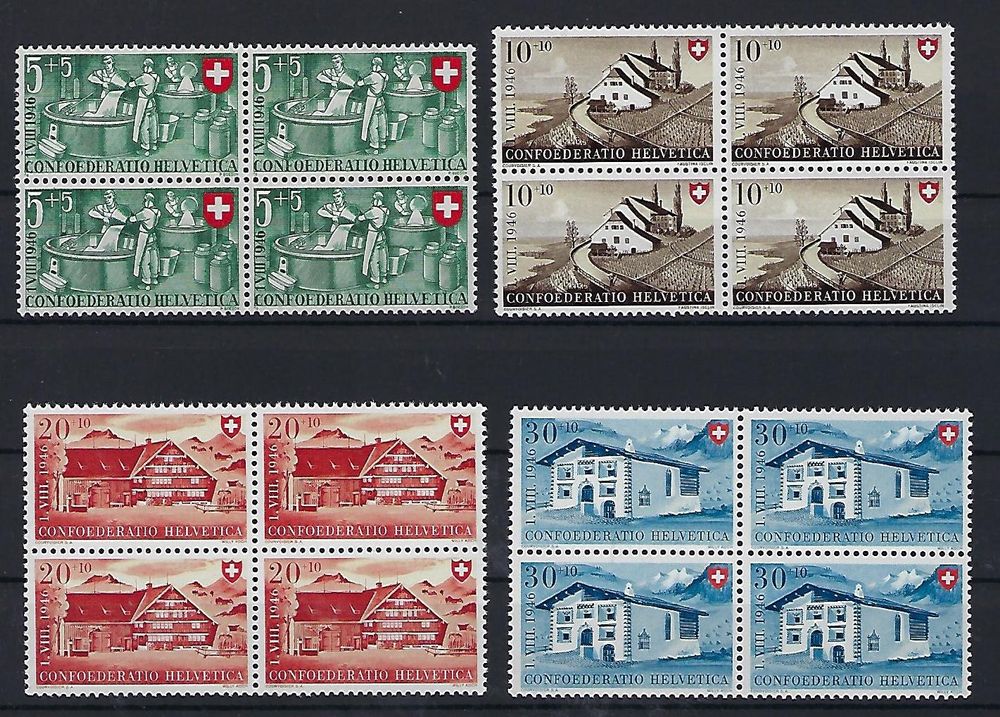 Pro Patria Viererblocks 1946 postfrisch 14684 (Gebraucht) in Lunden für CHF 6 – mit Lieferung ...