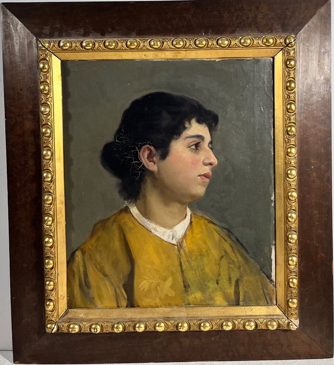 Grosse Antike Seiten Portrait Gemälde von Eine Dame | Kaufen auf Ricardo