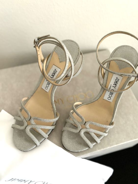Jimmy Choo MIMI Sandalette 10cm Silber Gr. 37 (Gebraucht) in Meilen für ...