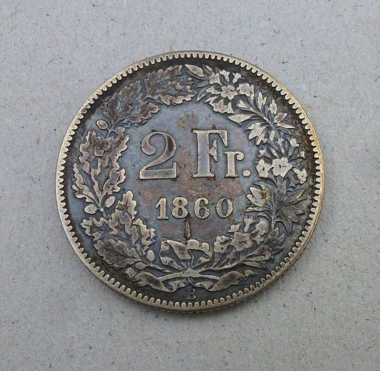 ++ 2.- Franken 1860, schöne Patina (Gebraucht) in Walkringen für CHF 49 – mit Lieferung auf ...