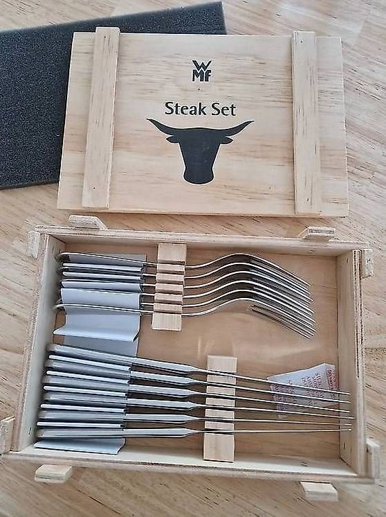 Schnäppchen: WMF Steakbesteck 12-teilig, NEU Set in Holzbox (Neu und ...