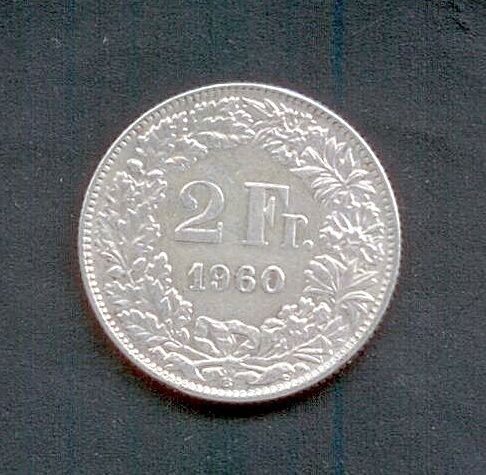 1960 Münze 2 Franken Silber (Gebraucht) in Eggersriet für CHF 4.9 – mit Lieferung auf Ricardo kaufen