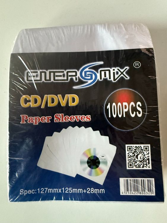 Energmix Paper Sleeve - 100 x CD/DVD Papierhüllen - weiss (Neu und originalverpackt) in ...