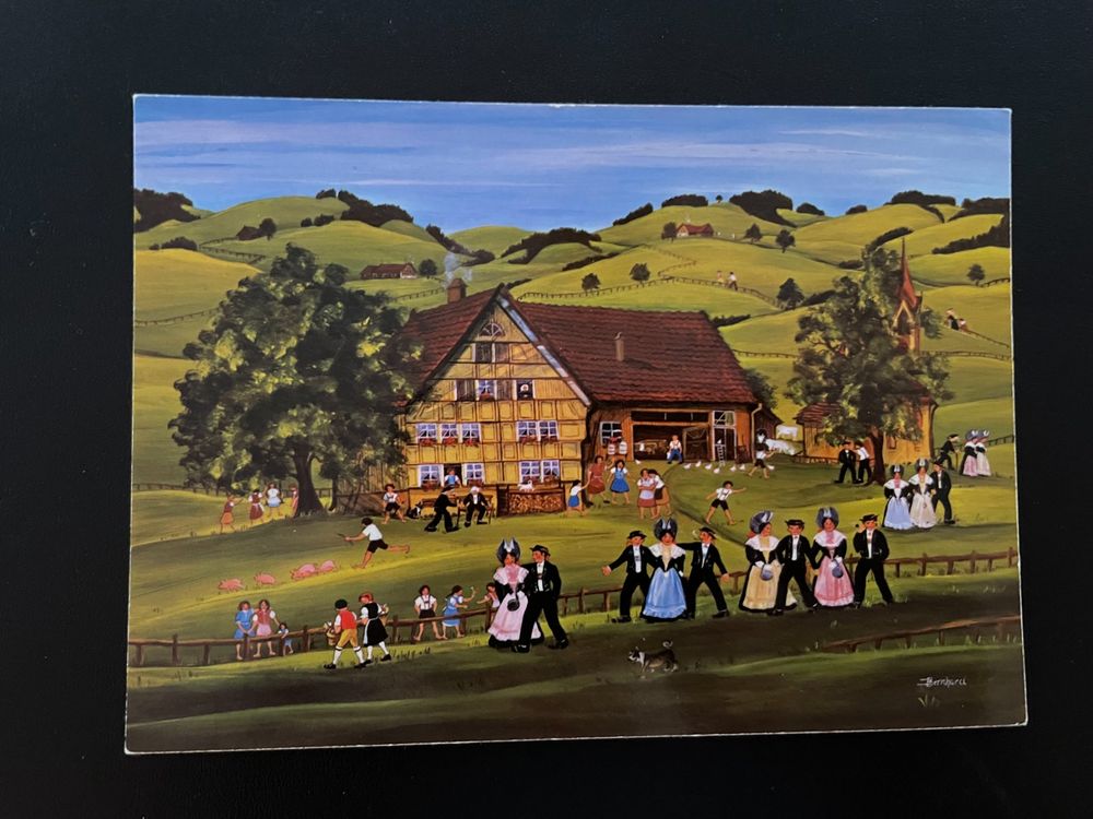 AK AI Appenzeller Hochzeitszug, Bauernmalerei, J. Bernhard (Gebraucht) in Thal für CHF 1 – mit ...