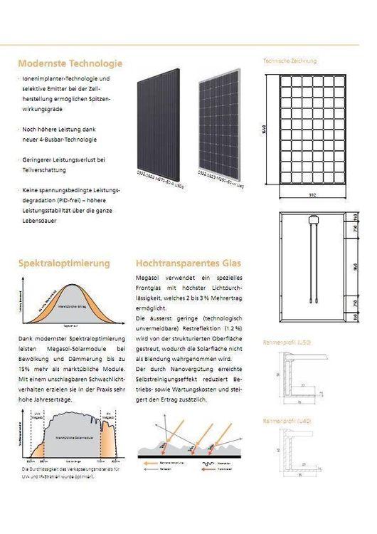26 Stück Megasol PV-Module P275 U40 (Neu und originalverpackt) in für ...