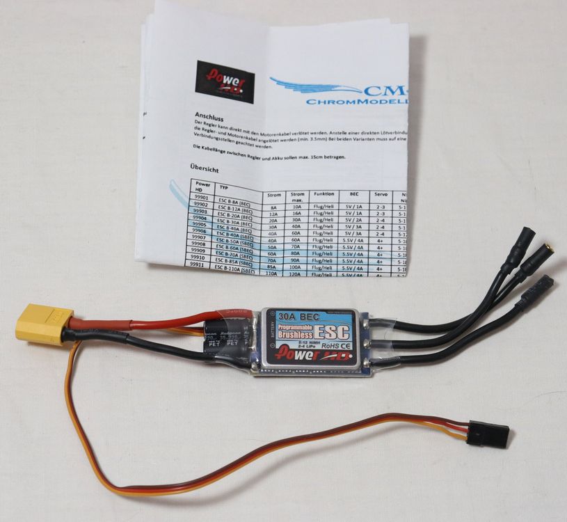 PowerHD 30A Brushless ESC Regler für Flugzeuge XT60 (Gebraucht) in ...