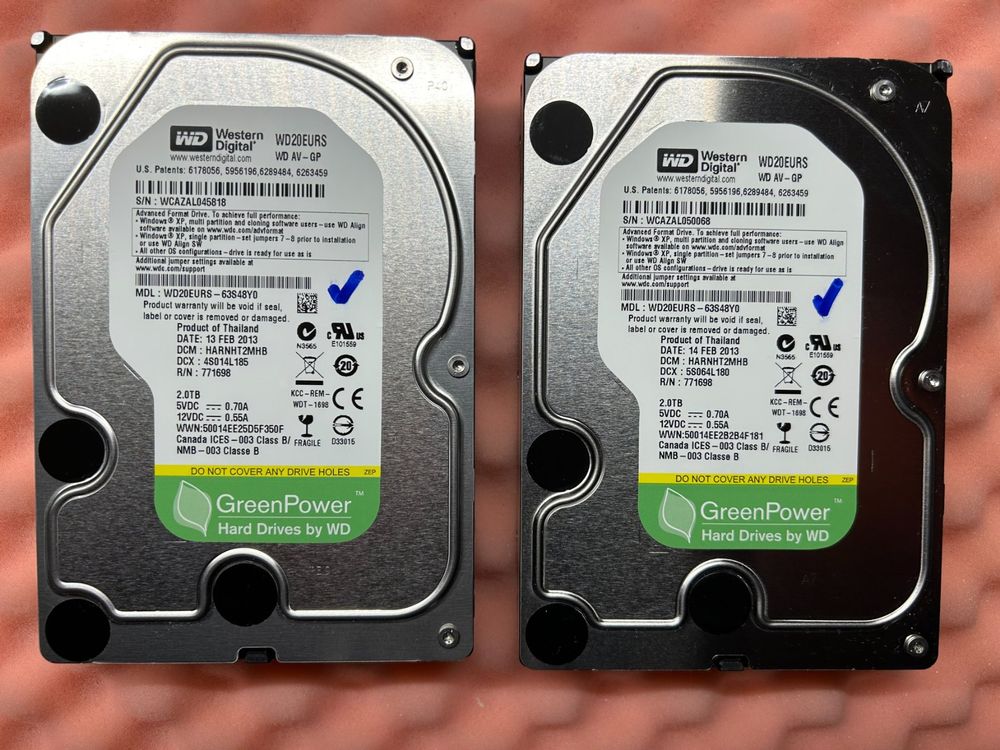 Western Digital AV-GP 2TB (WD20EURS) 2 Stück (Gebraucht) in Bern für ...