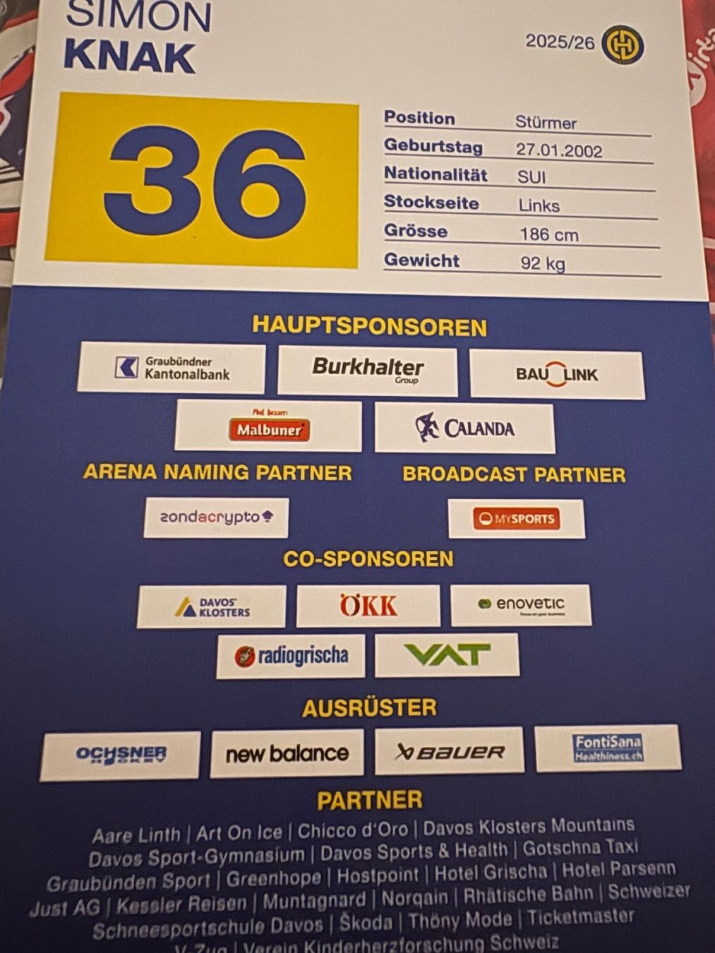 Simon Knak Autogrammkarte - HC Davos - Top Zustand! (Neu (gemäss ...