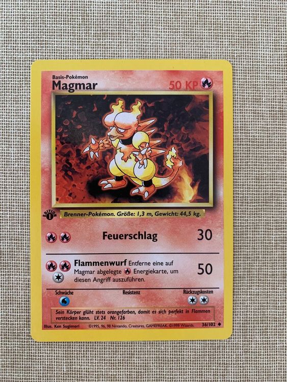 Pokemon Magmar 1. Edition Base Set Deutsch 36/102 (Gebraucht) in ...