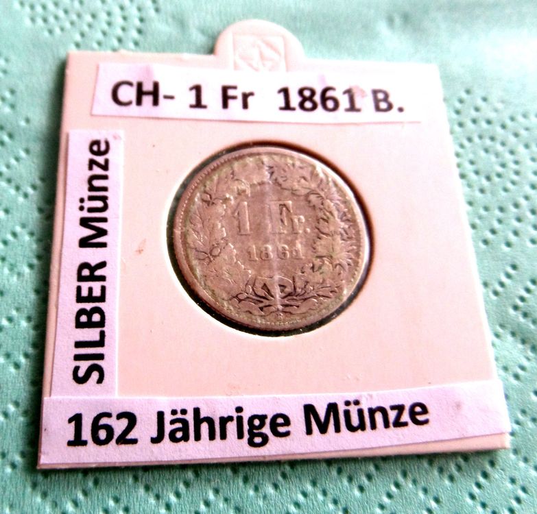 * SCHWEIZ * 1 Fr 1861 Sitzende HELVETIA SILBER Münze (Gebraucht) in Glis für CHF 5 – mit ...