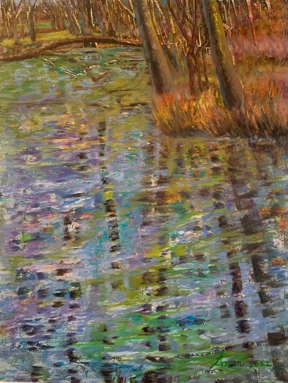 Im Wald am Teich, Öl auf Leinwand, 60x80cm (Neu (gemäss Beschreibung)) in Belp für CHF 1300 ...